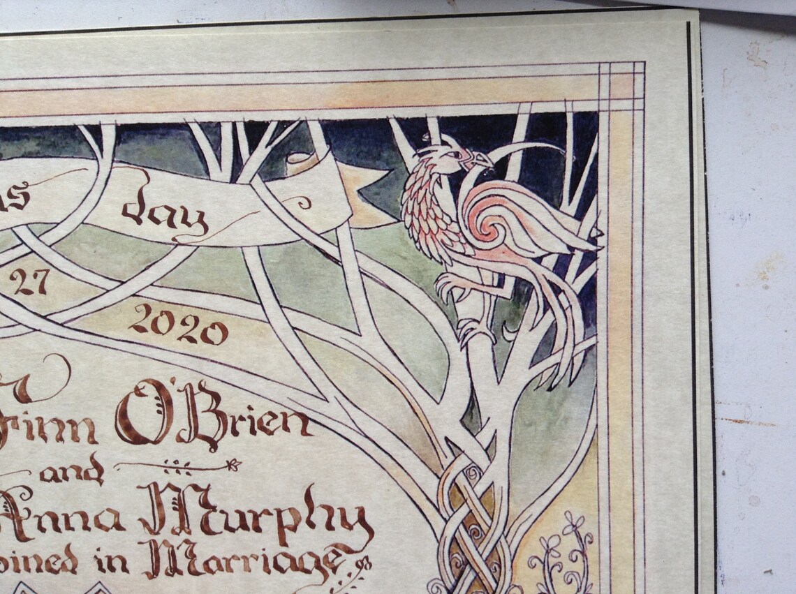 Celtic Marriage Certificate on Parchment to Be Custom Completed by ...