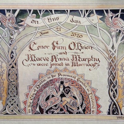 Celtic Marriage Certificate on Parchment to Be Custom - Etsy