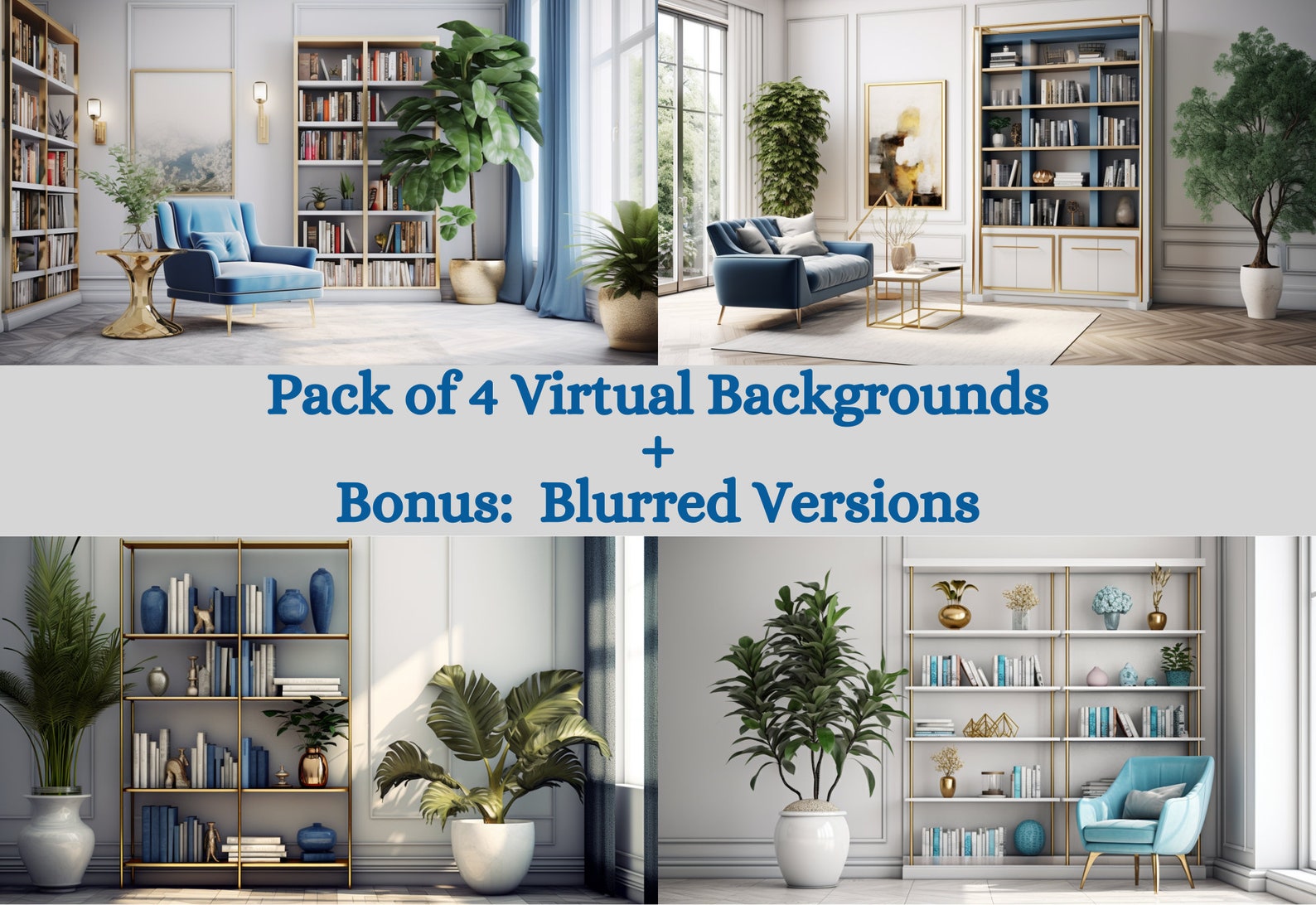 Modern Room Zoom Virtual Backgrounds Backdrop Office Background MS ...