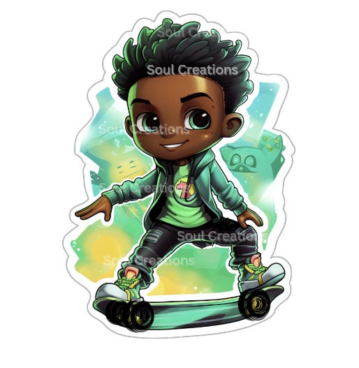 Digital Download Happy Black Boy Sticker | Clipart, Black Boy PNG, Boy ...