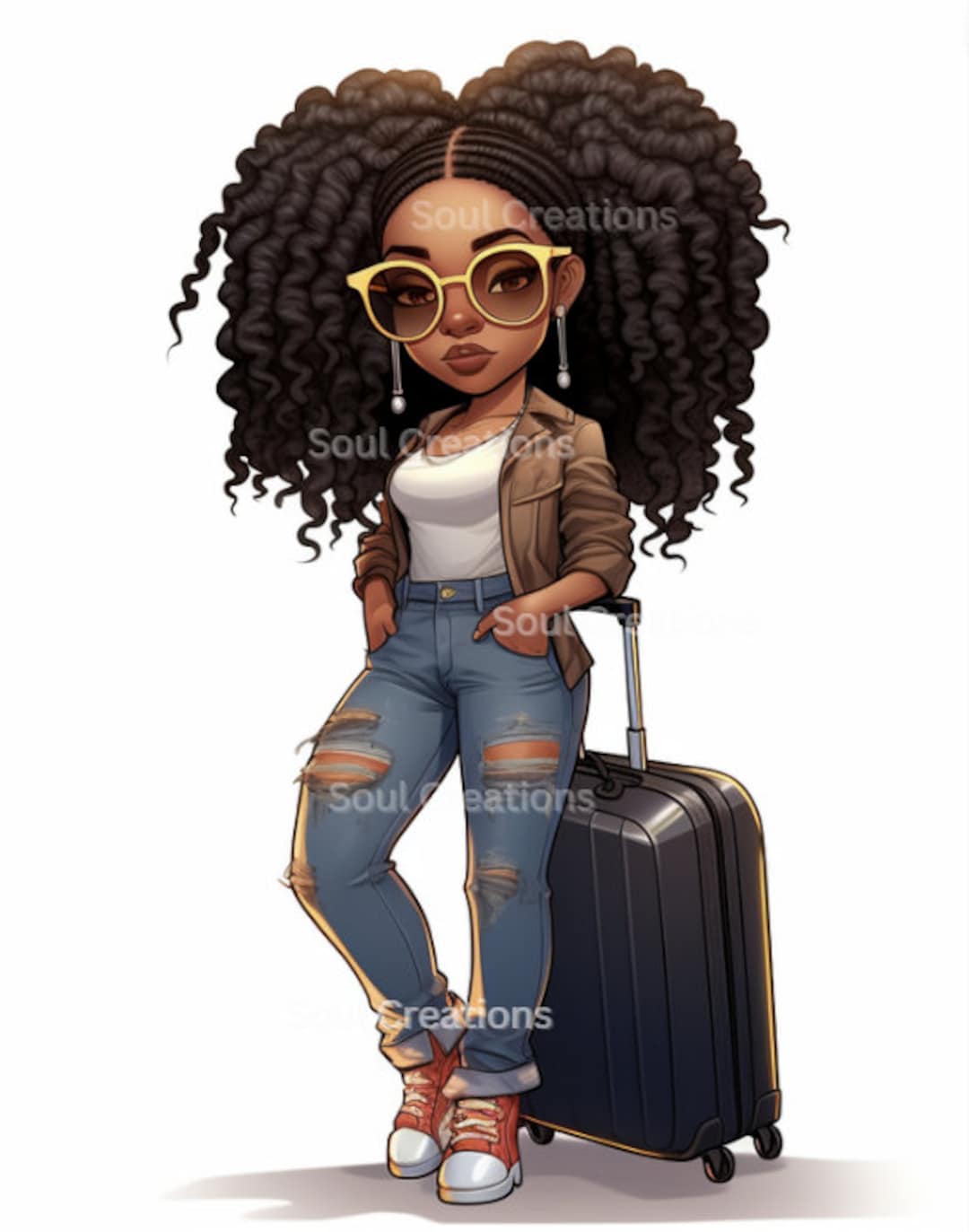 Digital Download | Traveling Diva Sticker | Clipart, Black Woman PNG ...