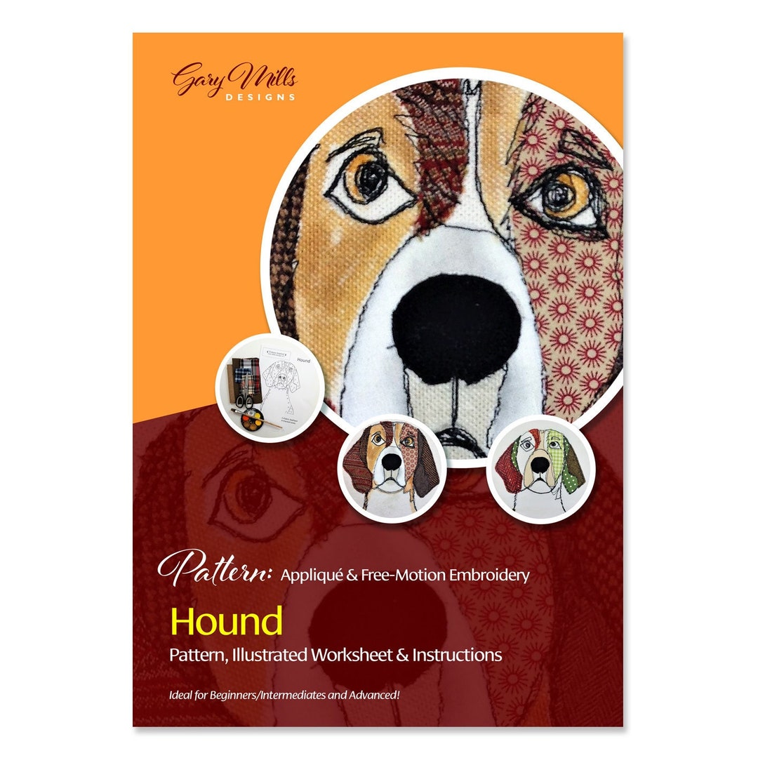 Applique Pattern "waggle-tails Hound" With Free Motion Embroidery ...
