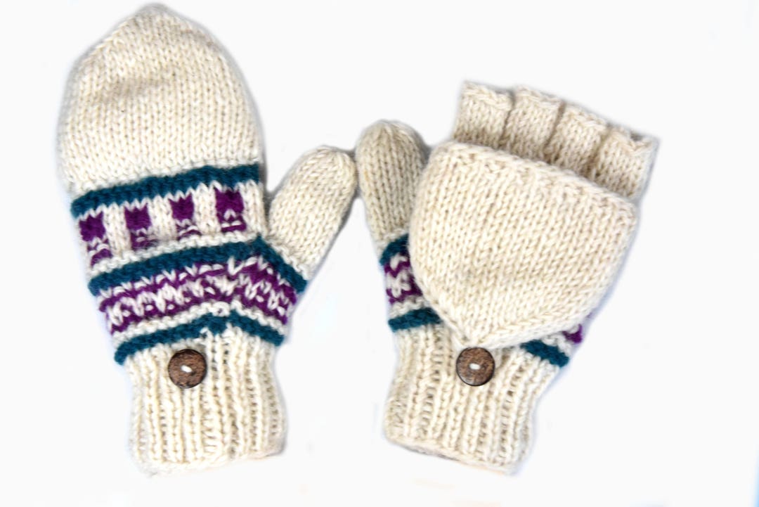 Hand Knitted Woolen Mittens - Etsy