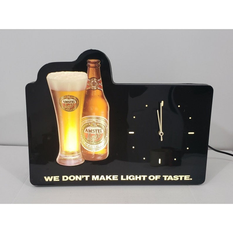 Vintage Amstel Light Beer Light up Sign Wall or Counter Top Clock ...