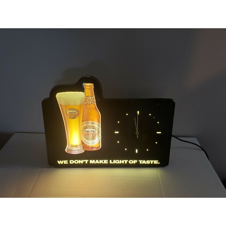 Vintage Amstel Light Beer Light up Sign Wall or Counter Top Clock ...