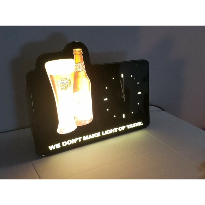 Vintage Amstel Light Beer Light up Sign Wall or Counter Top Clock ...