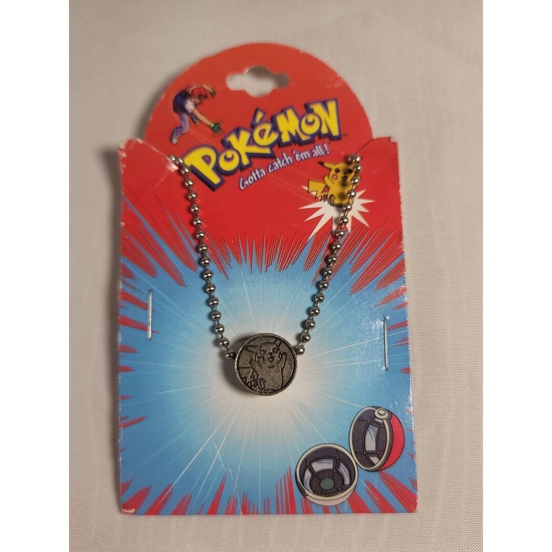 Vintage Nintendo Pokemon Pikachu Metal Necklace Choker 1999 Ball ...