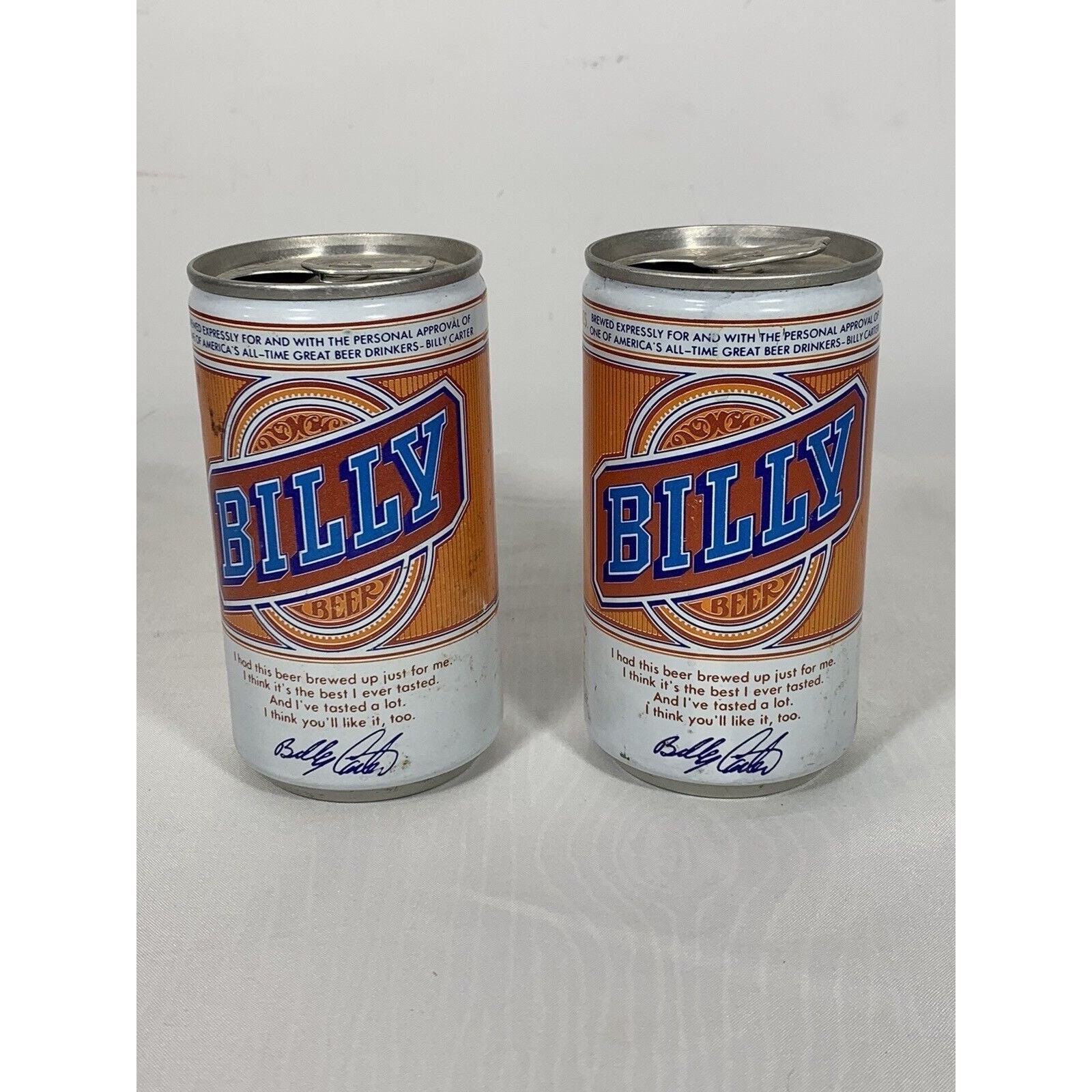 VINTAGE SET OF 2 1977 Billy Carter Beer Cans Open Pull Tabs Cold ...