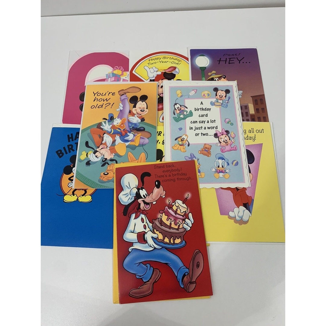 VINTAGE - LOT OF 9 Disney Carlton Cards Birthday Greeting Cards, Mickey ...