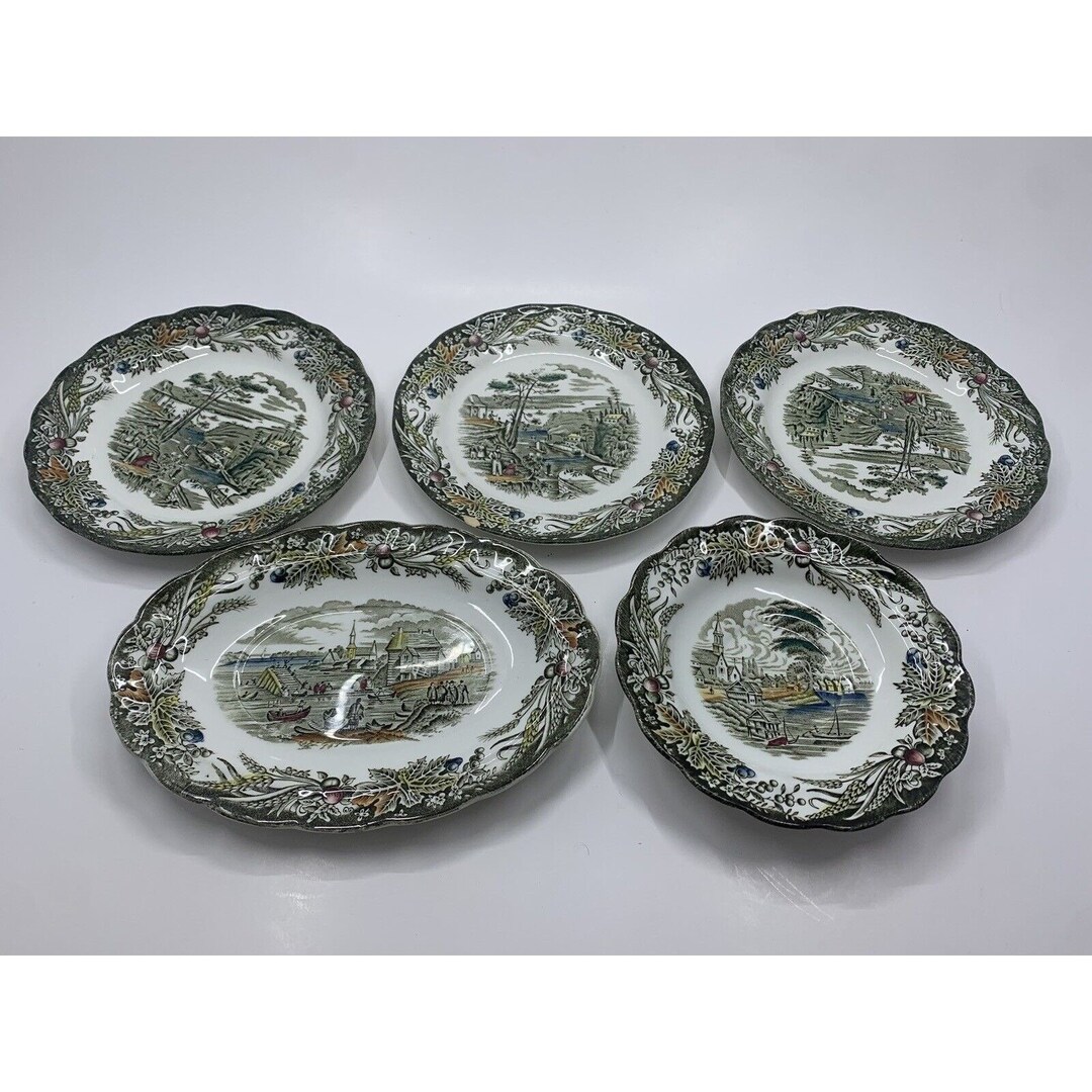 Lot of 5 Assorted Ridgway Plates Vintage Green Heritage Early Canada - Etsy
