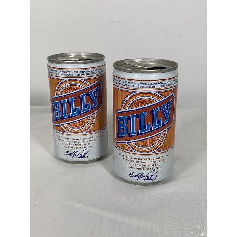 VINTAGE SET OF 2 1977 Billy Carter Beer Cans Open Pull Tabs Cold ...