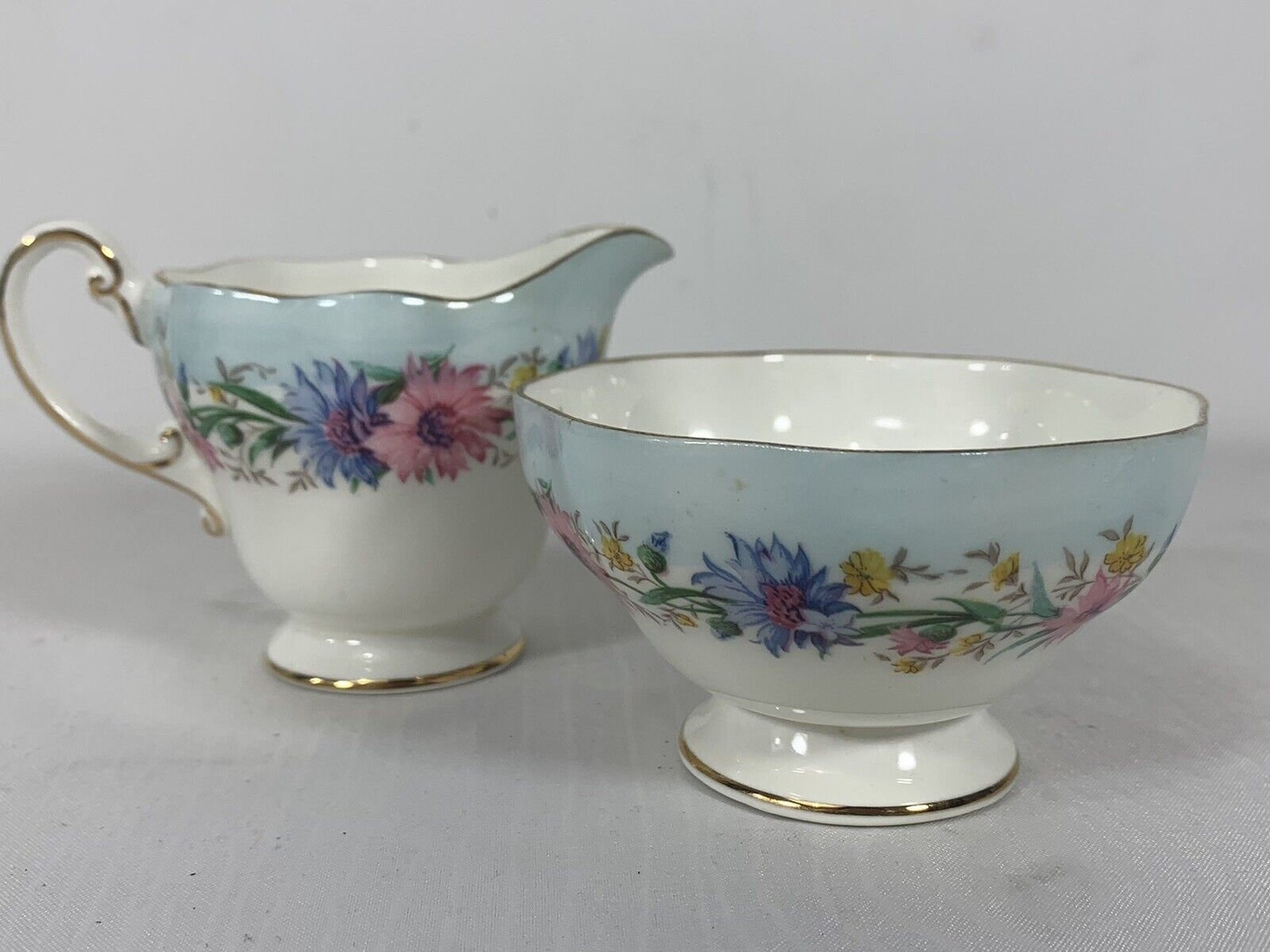VINTAGE Foley China England Cornflower Cream & Sugar Set - Etsy