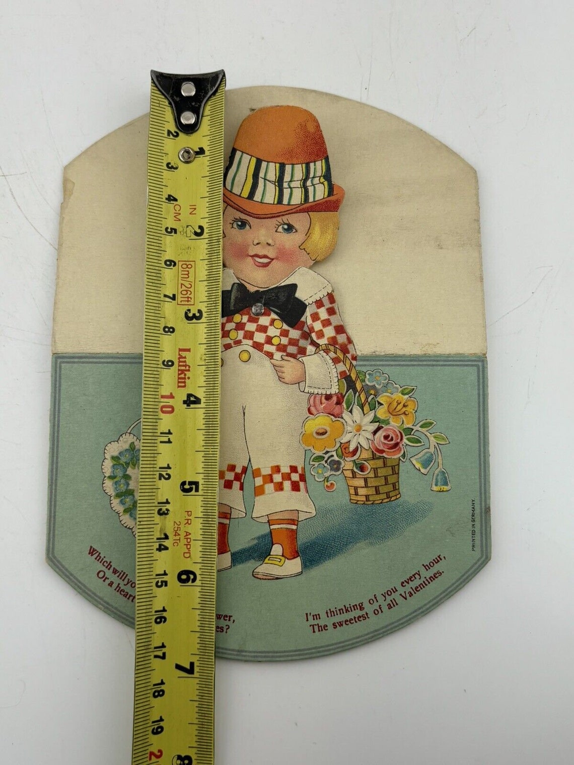 VINTAGE Large Folding Flower Dutch Boy Valentines Day Card Made in ...