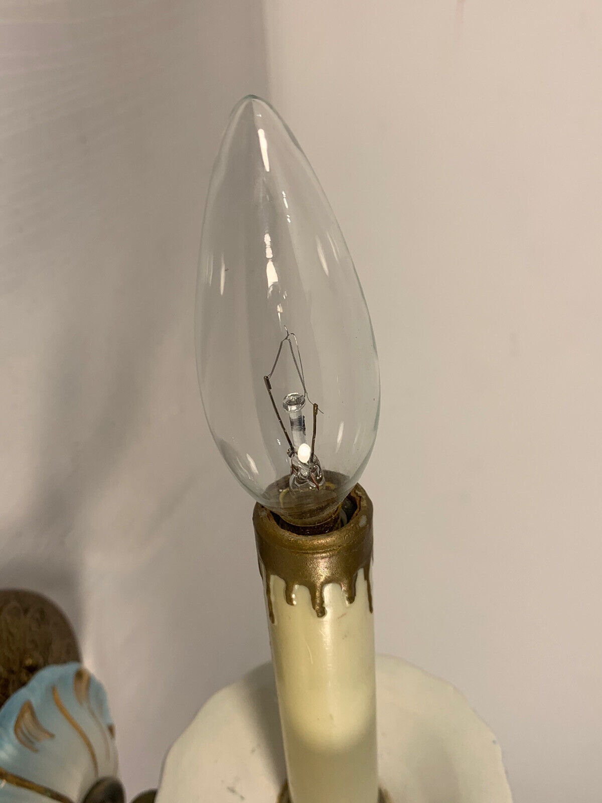 Antique - Blue Brass Fake Candle Wall Sconce Light Fixture - Etsy