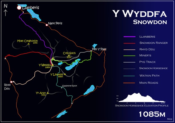 Snowdon Trail Map | Etsy