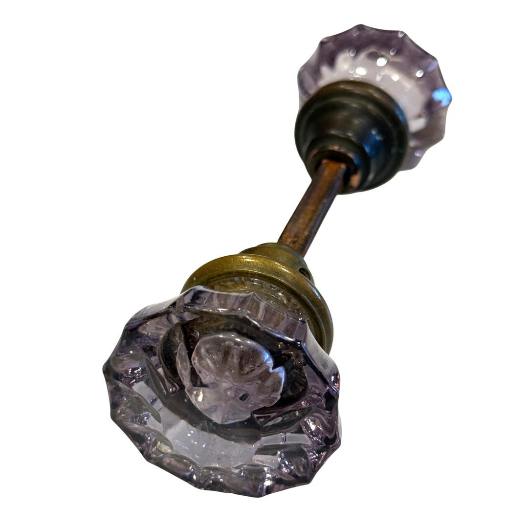 Antique Purple Glass Door Knob Set With Brass Fittings 2 Knobs and Shaft - Etsy