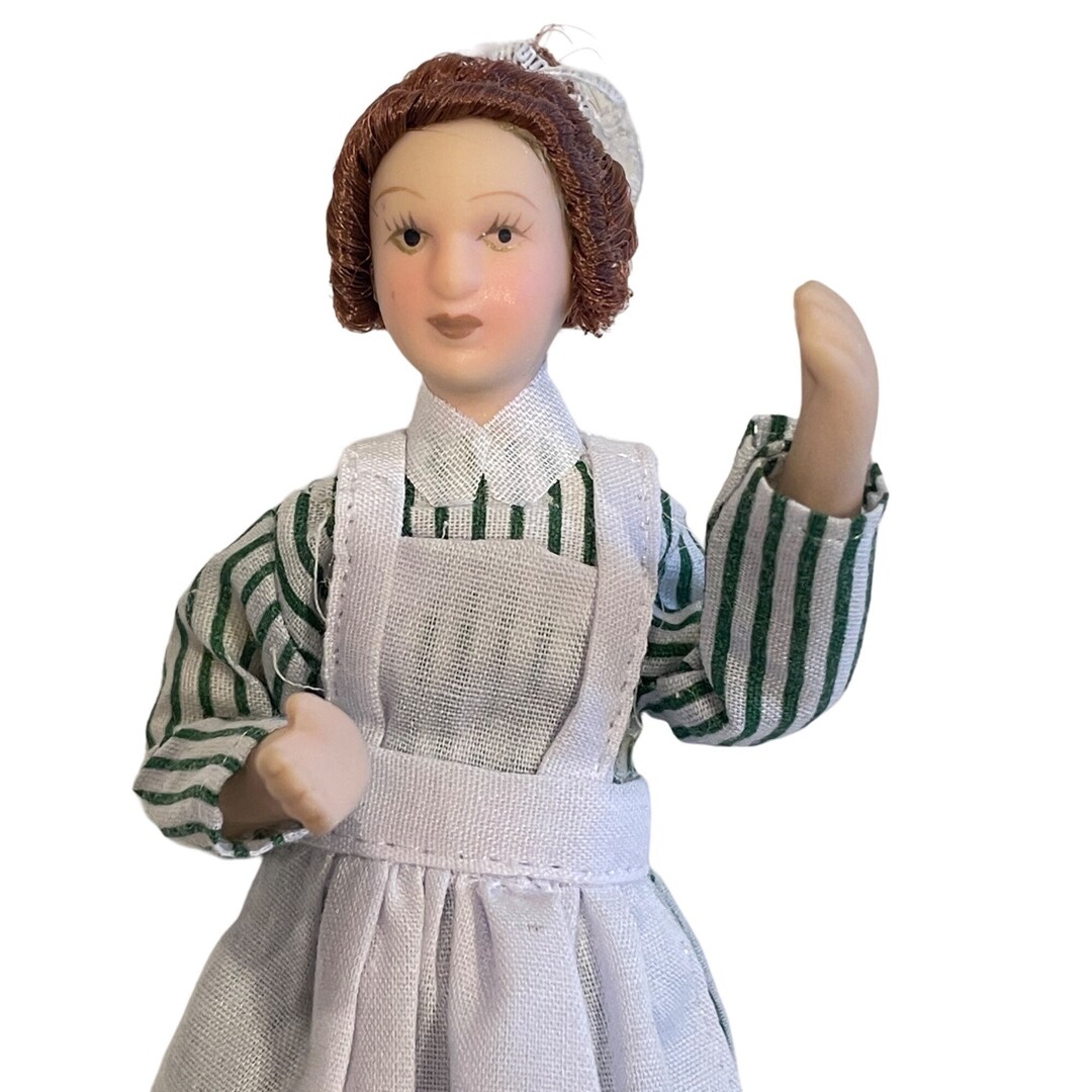 Dollhouse Victorian Maid Nanny Doll Porcelain Dressed Poseable 1:12 ...