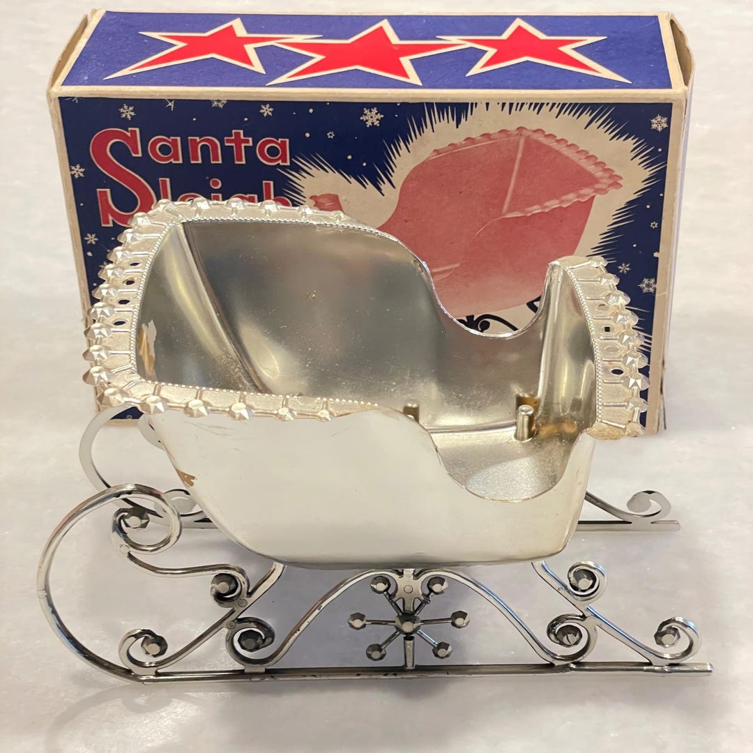 Vintage Nu Seal Santa Sleigh Silver Christmas Decoration With Box - Etsy