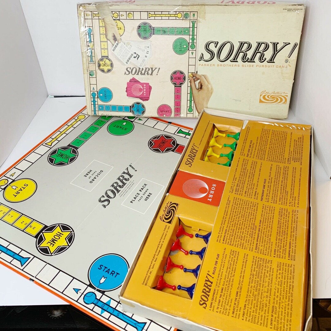 Parker Brothers SORRY Slide Pursuit Game Vintage 1964 Classic Game ...
