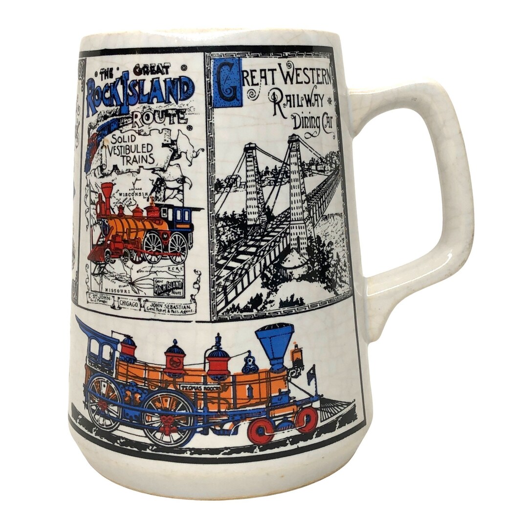 Vintage Stoneware Railway Mug Great Western MKT American Route Train ...