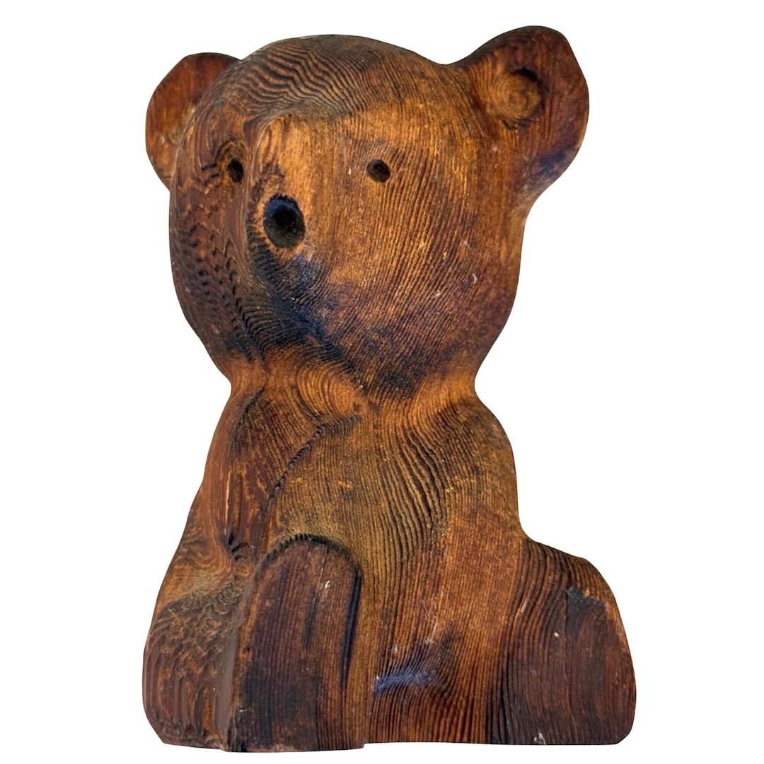 Hand-carved Wooden Bear Figurine by Kadian Crafts Canada Folk Art Wood ...