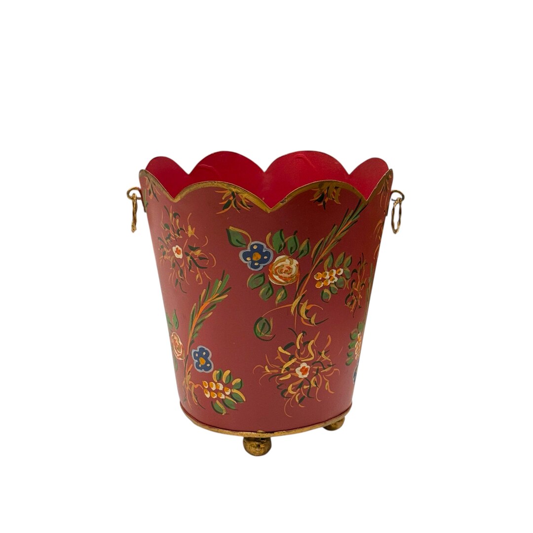 French Tole Monteith Cachepot Planter Decorative Container Hand Painted ...