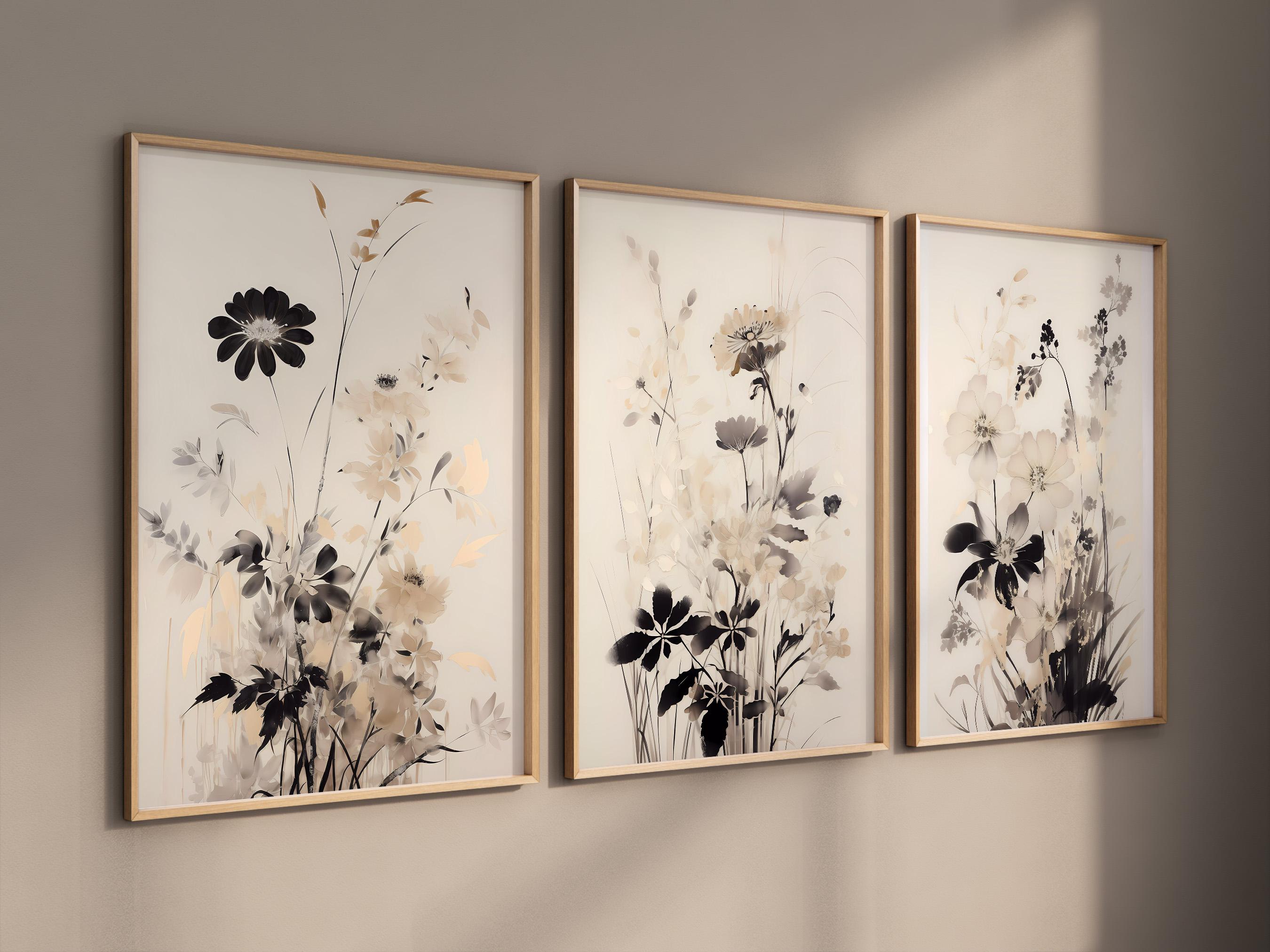 Contemporary Floral Wall Art, Neutral Botanical, Modern Home Decor ...