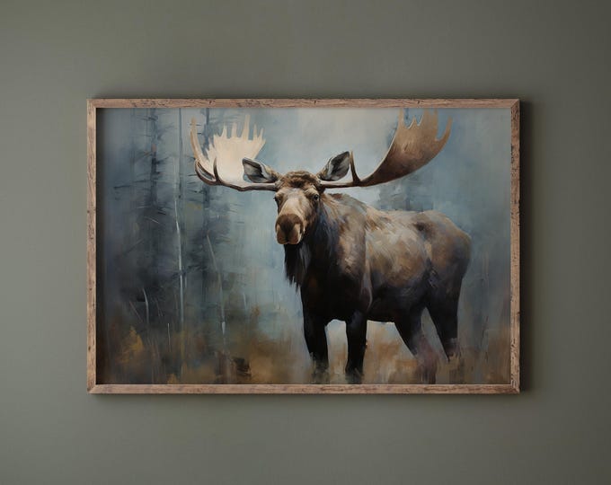 Incredible Moose Painting in Aspen Trees - A Limited Edition Canvas ...