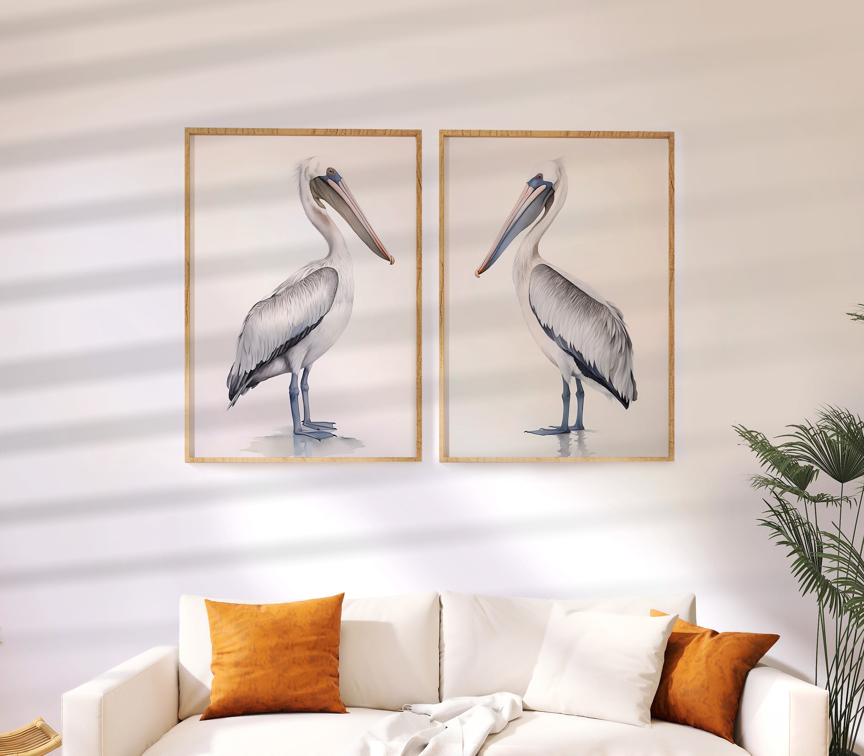 Pelican Artwork, Watercolor Pelican Painting, Minimalist Coastal Room ...