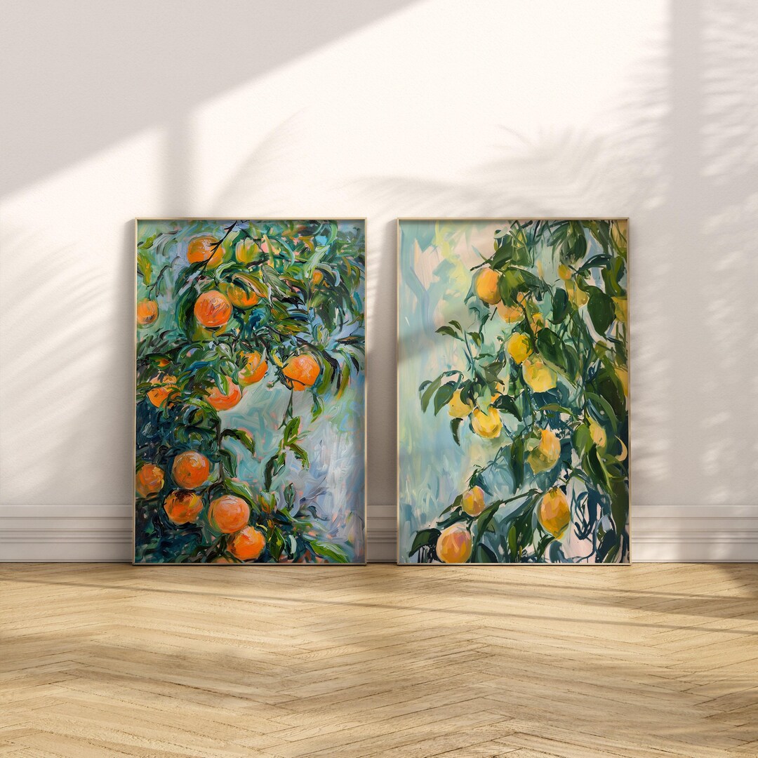 Fresh Citrus Art Prints, Kitchen Decor, Lemons & Oranges Fruit Wall Art ...