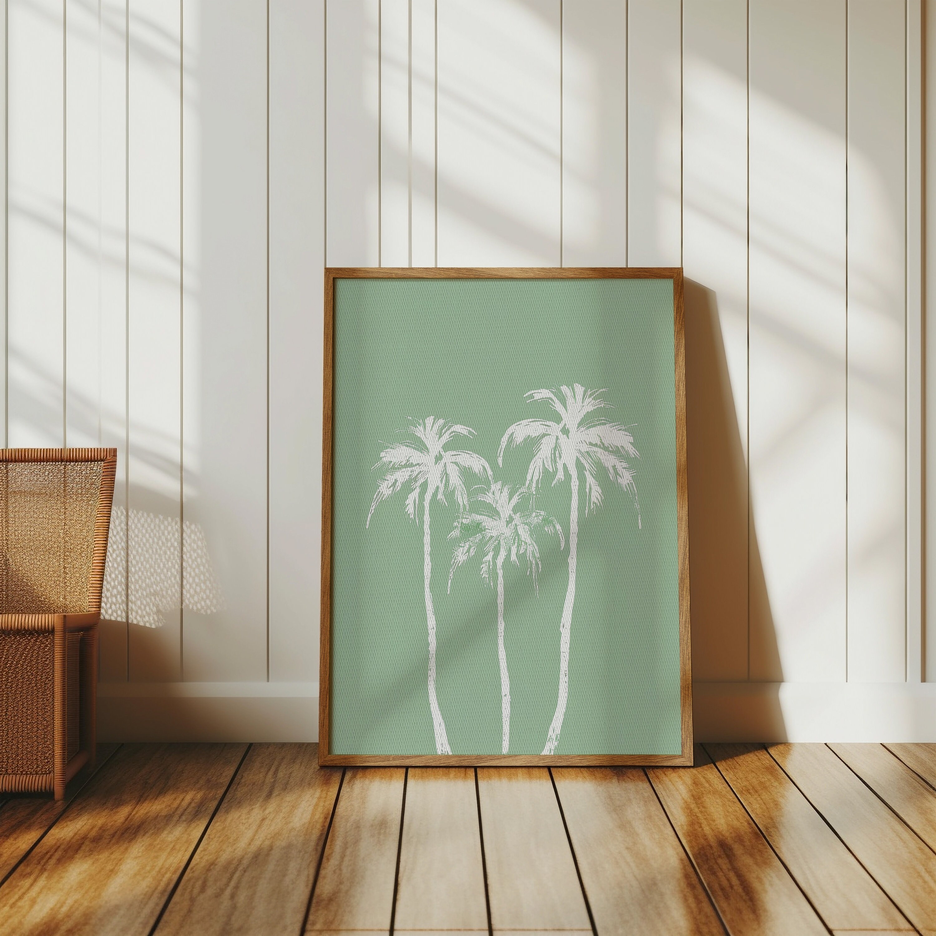 Green Palm Tree, Boho Beach Art, Palm Tree Art, Tropical Wall Art ...