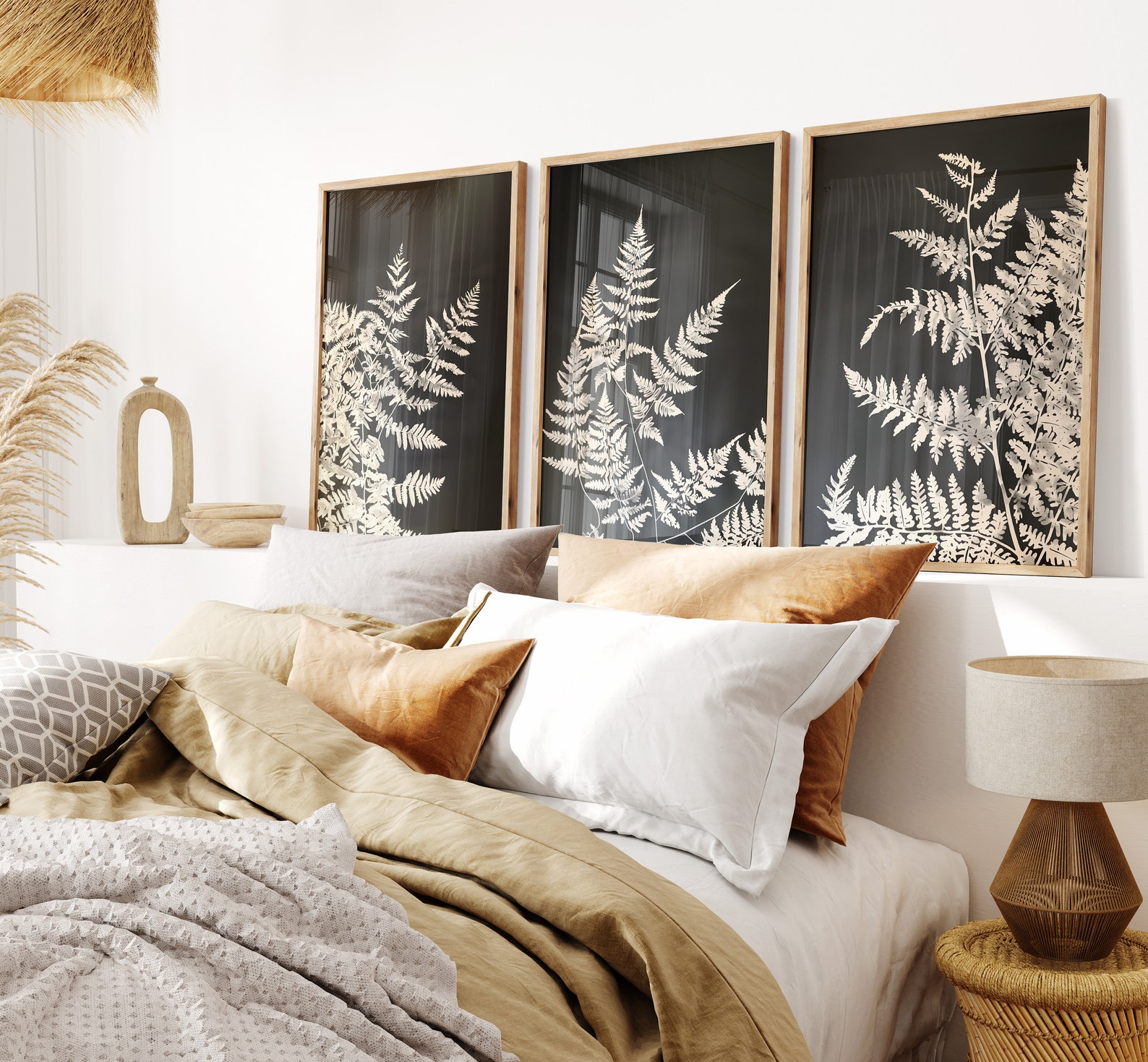 Modern Fern Artwork, Farmhouse Decor, Botanical Wall Art, Fern Leaf ...