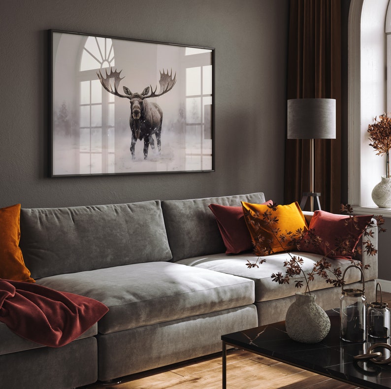 Moose Wall Artwork , Moose Print, Forrest Landscape, Modern Art, Rustic ...