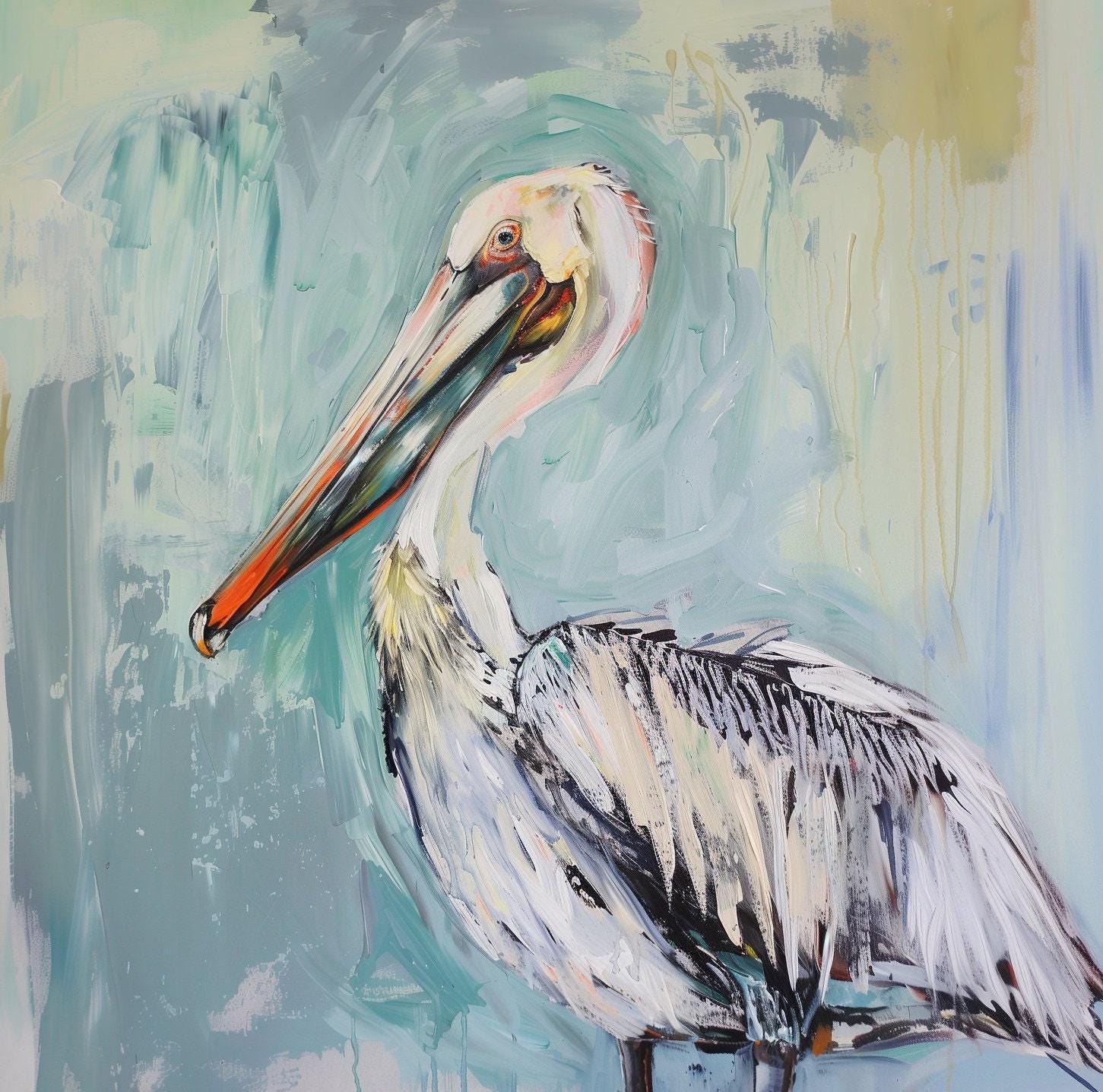 Pelican Art Print Set: Coastal Oil Painting Style Posters - Etsy