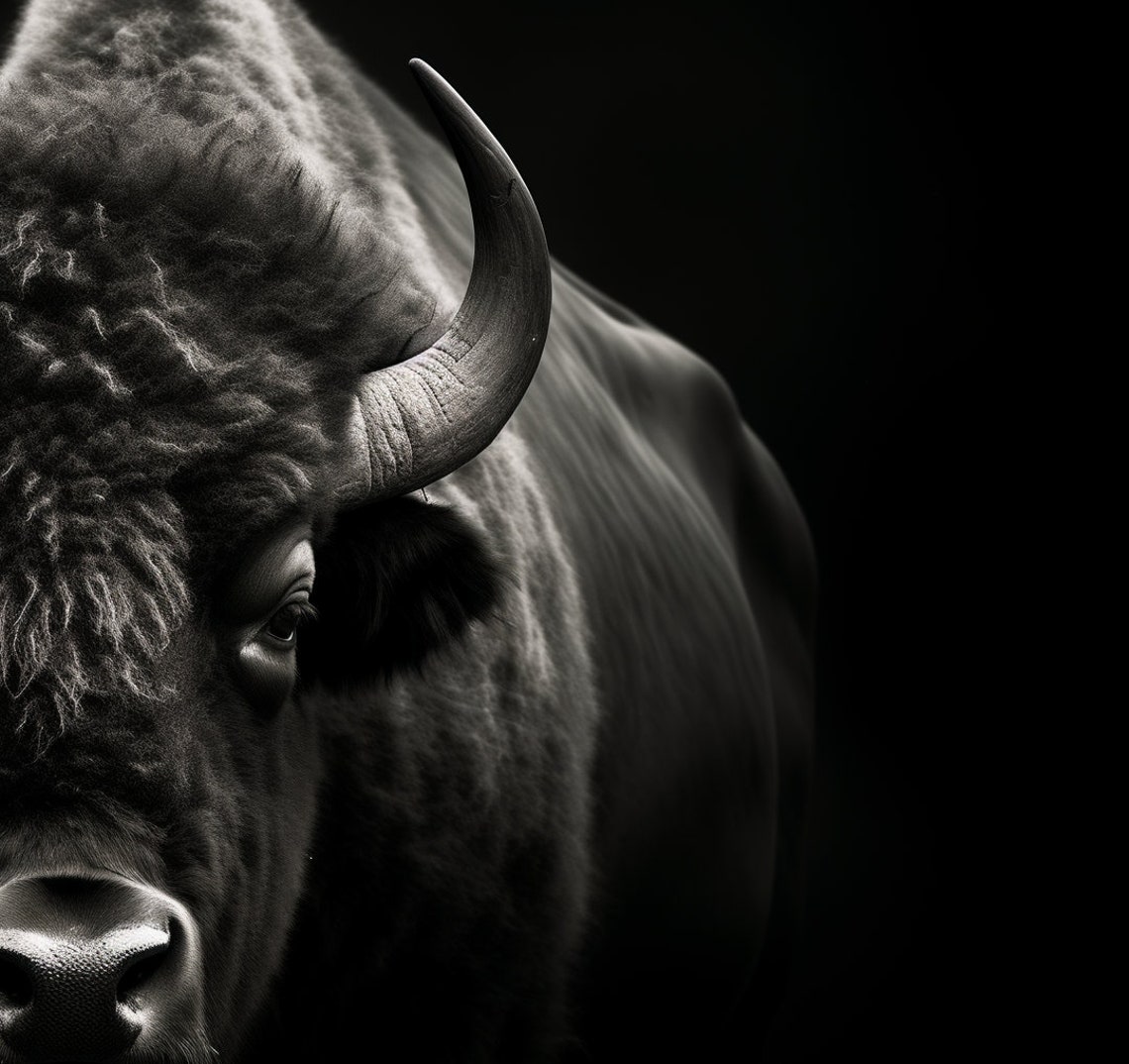 Buffalo Wall Art , Bison Print, Forrest Landscape, Modern Art, Rustic ...
