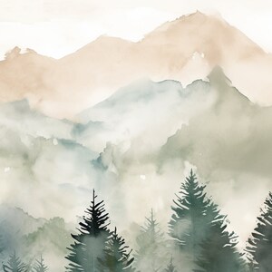 Green Mountain Artwork, Abstract Forest Print, Minimalist Modern Art ...