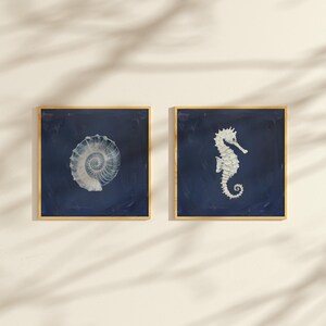 Navy Blue Coastal Art Prints: Beach House Nautical Decor, Set of 3 - Etsy