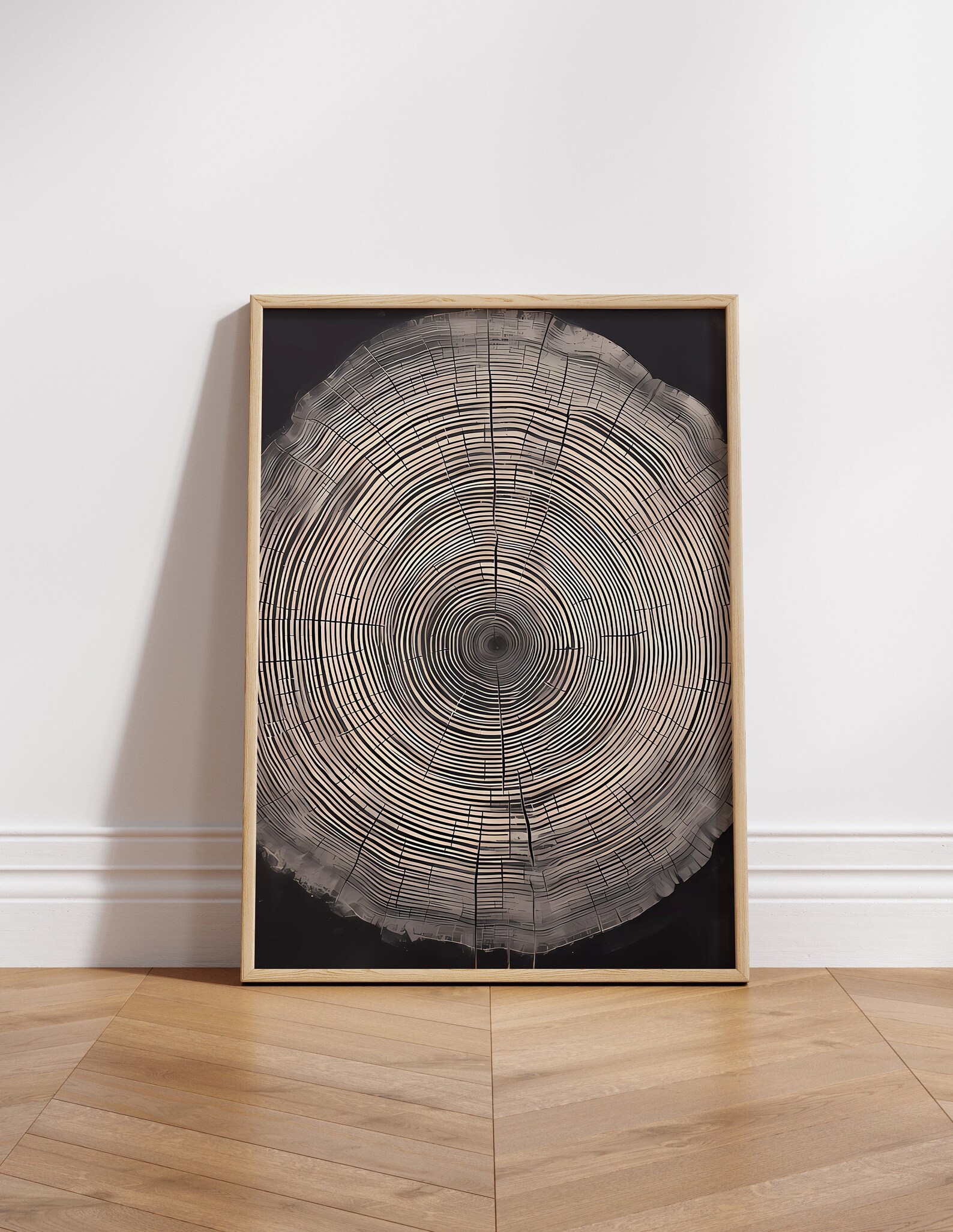 Rustic Tree Ring Artwork, Abstract Vintage Wood Prints, Neutral ...