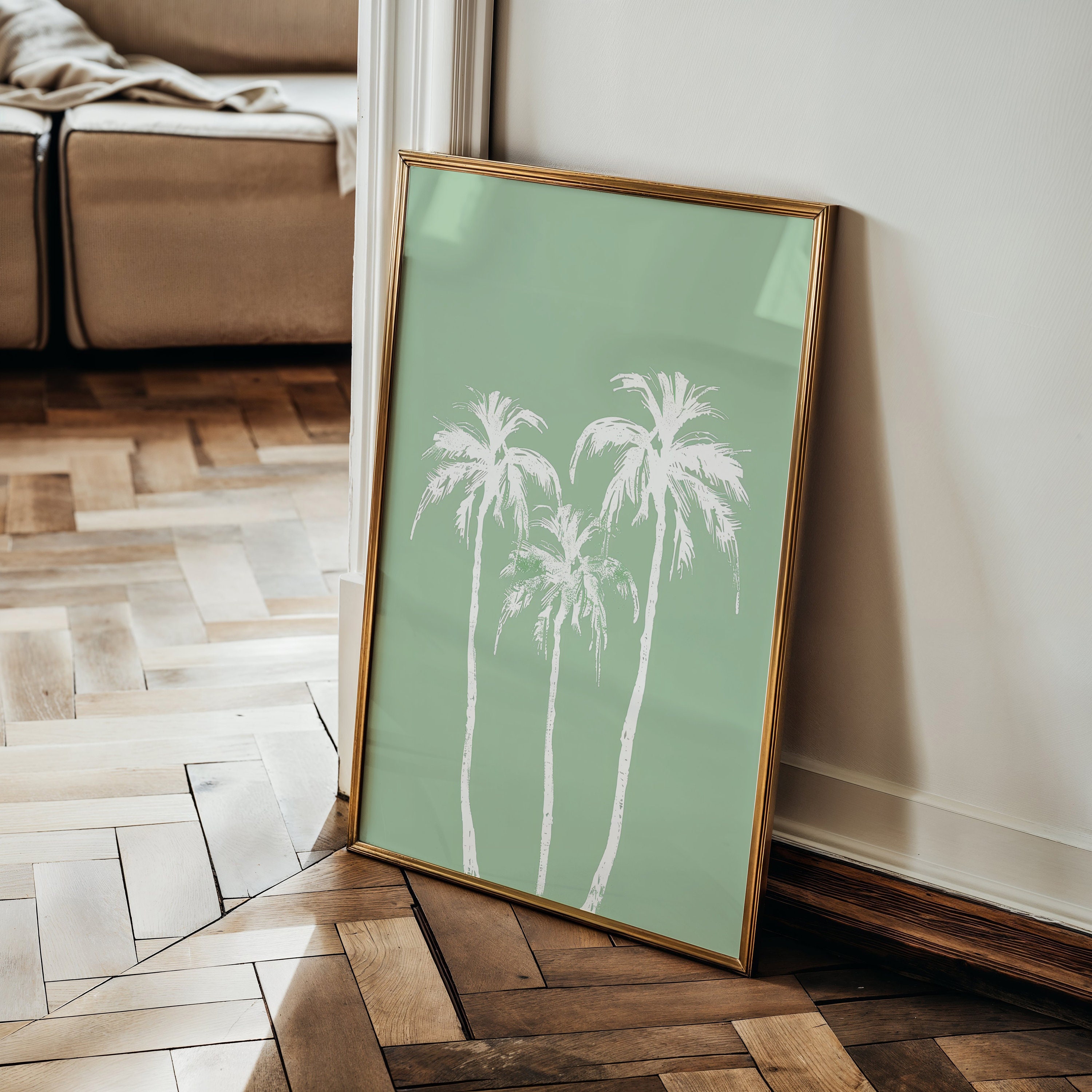 Green Palm Tree, Boho Beach Art, Palm Tree Art, Tropical Wall Art ...
