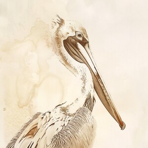 Pelican Artwork, Minimalist Coastal Room Decor, Modern Fine Art Posters ...