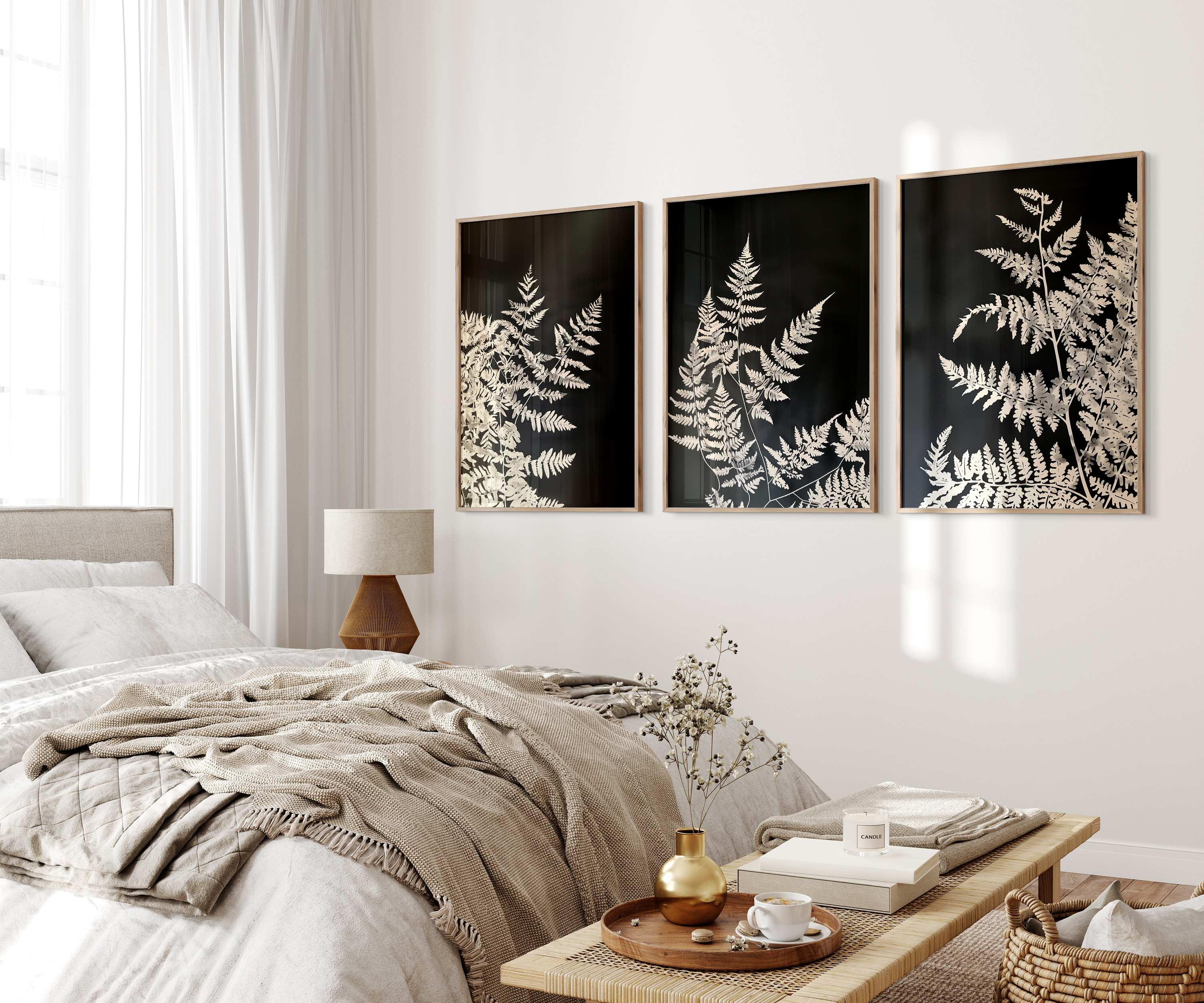 Modern Fern Artwork, Farmhouse Decor, Botanical Wall Art, Fern Leaf ...