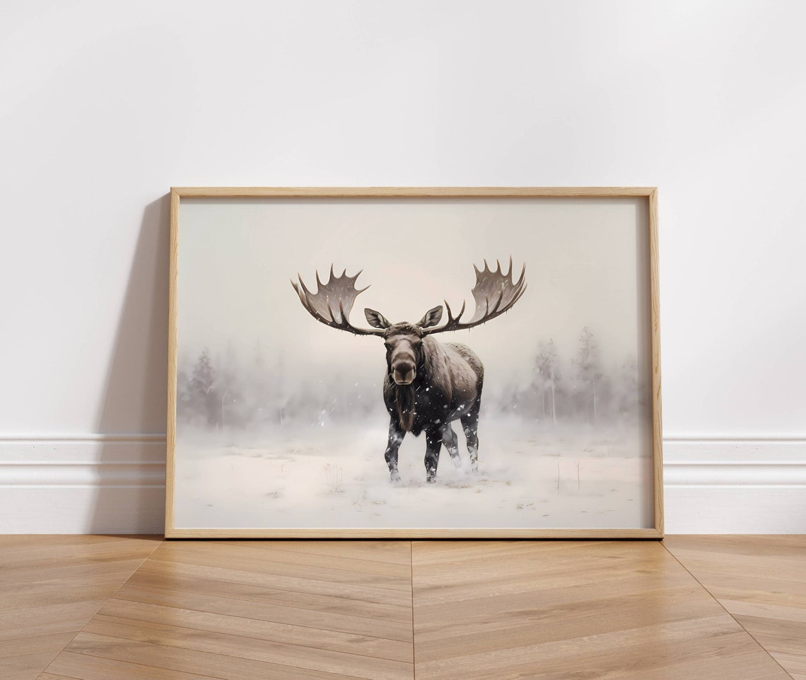 Moose Wall Artwork , Moose Print, Forrest Landscape, Modern Art, Rustic ...