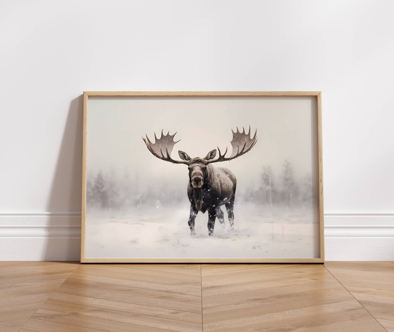 Moose Wall Artwork , Moose Print, Forrest Landscape, Modern Art, Rustic ...
