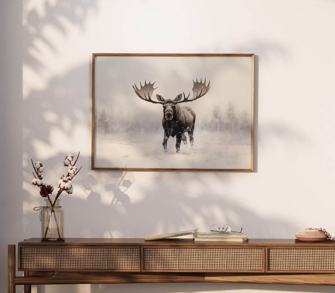 Moose Wall Artwork , Moose Print, Forrest Landscape, Modern Art, Rustic ...