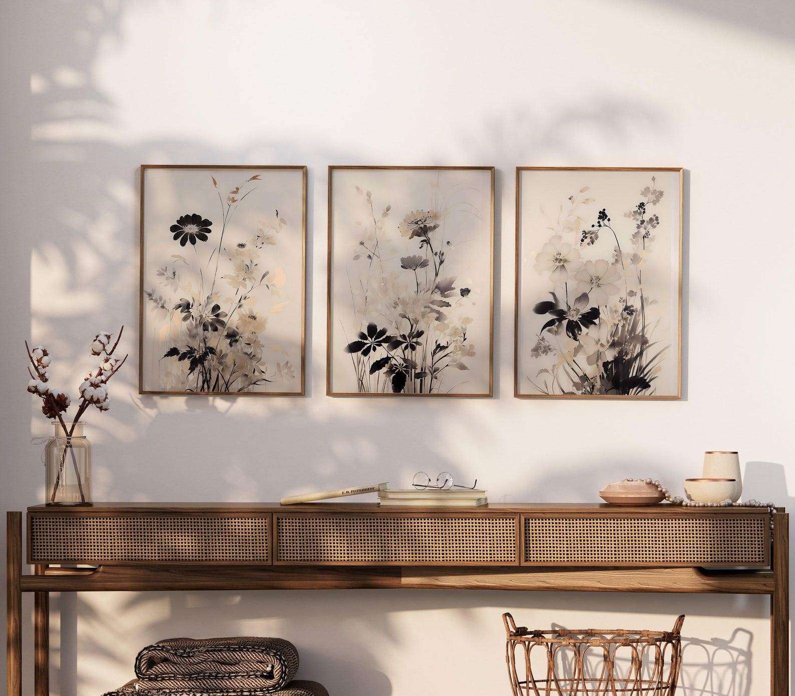 Contemporary Floral Wall Art, Neutral Botanical, Modern Home Decor ...