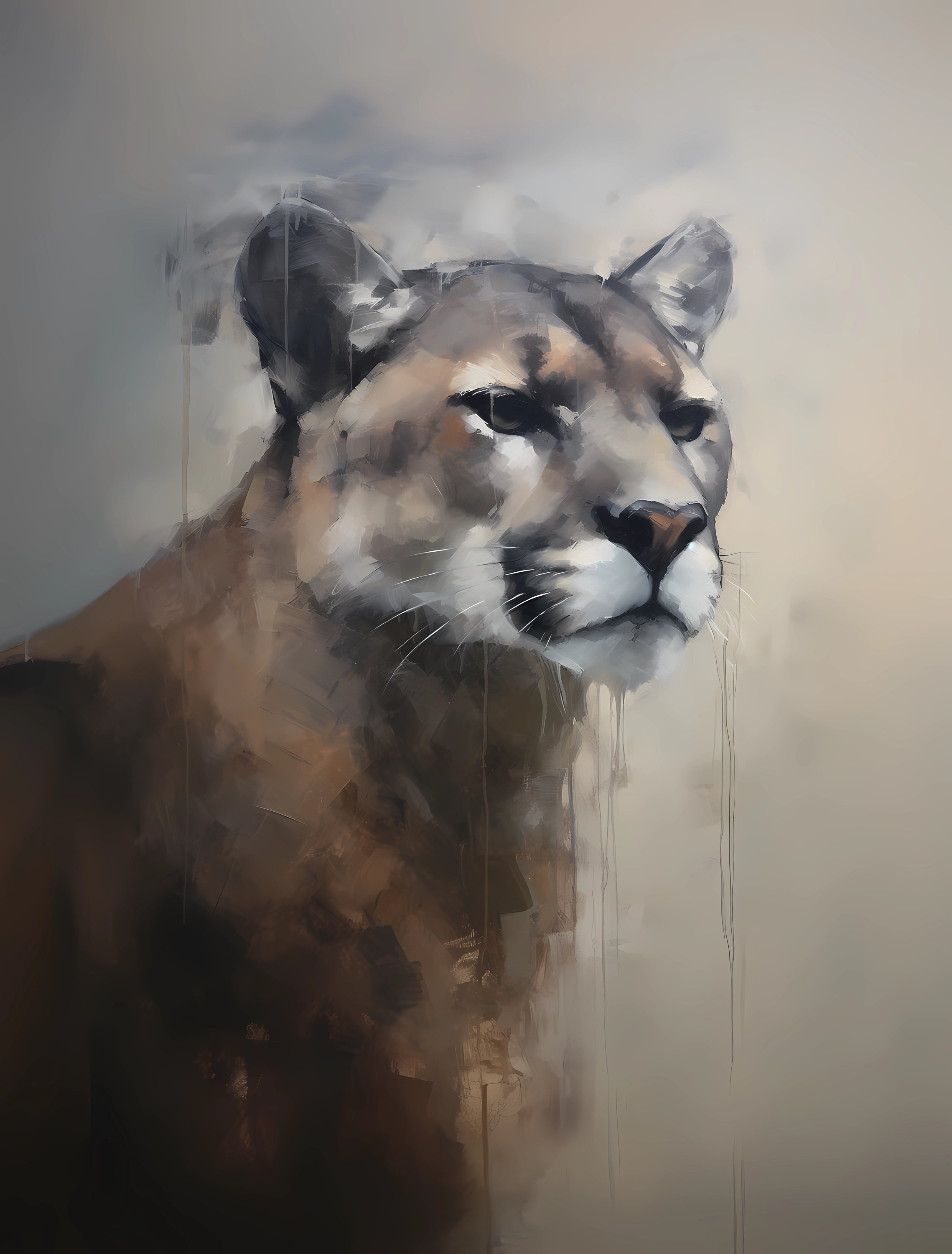 Mountain Lion Wall Art , Forrest Landscape, Modern Art, Rustic ...