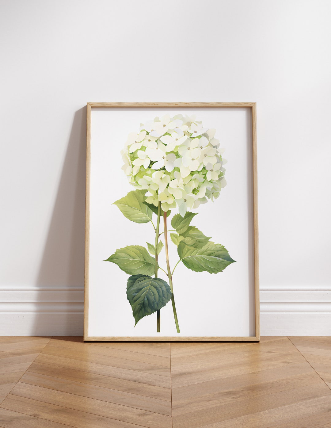 White Hydrangea 3/3 Watercolor Painting Minimalist Wall - Etsy