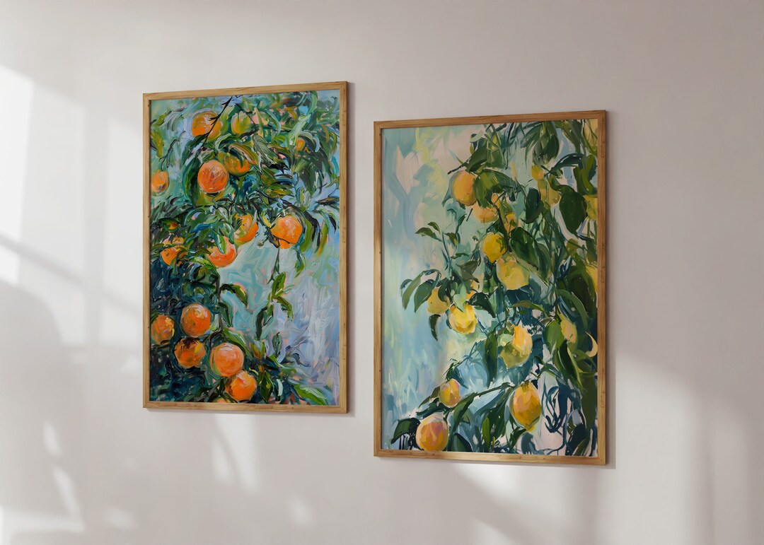 Fresh Citrus Art Prints, Kitchen Decor, Lemons & Oranges Fruit Wall Art ...