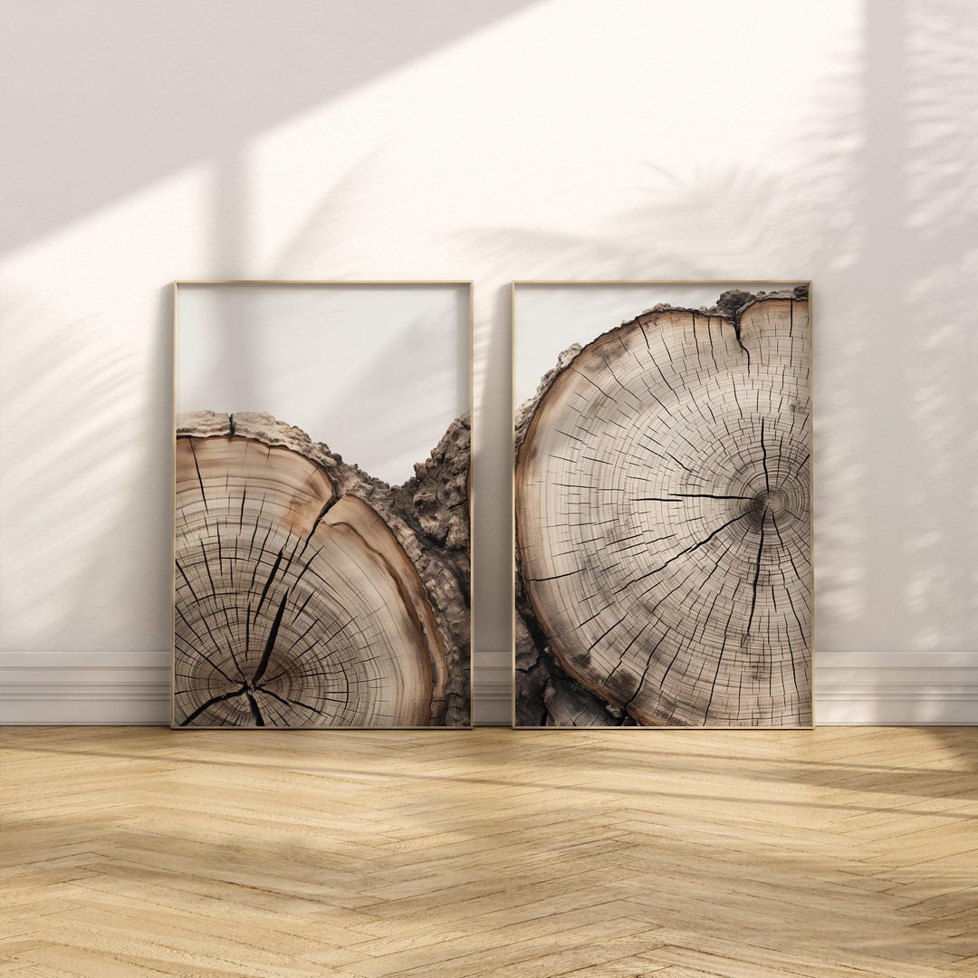 Tree Ring Print Set: Abstract Wood Slice Wall Art - Etsy