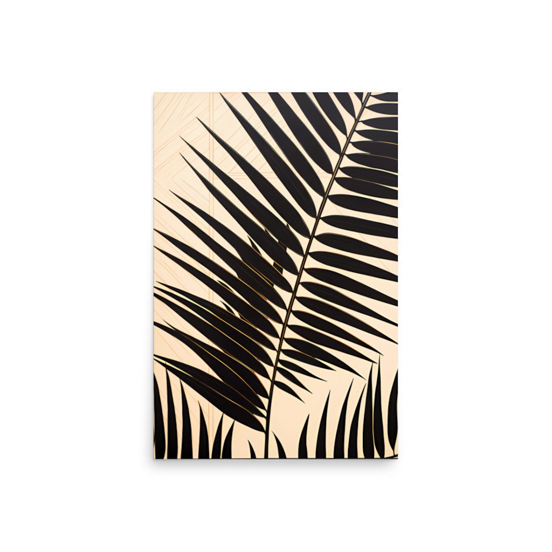Black & Tan Tropical Leaf Artwork 3/3 Palm Leaf Artwork - Etsy